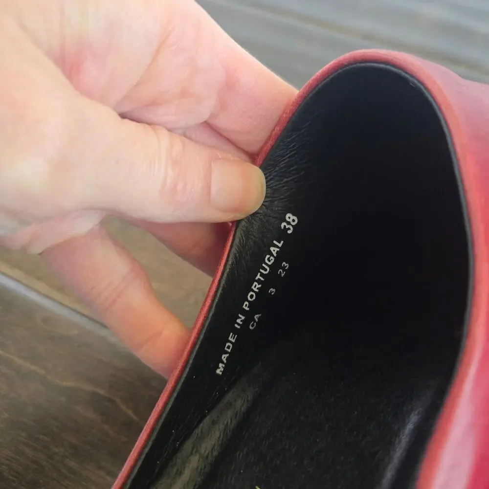 Dansko | Shoes | Dansko Red Leather Mules Slip On Comfort Heeled Made ...